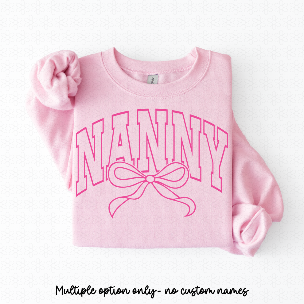 Varsity Pink Bow Name (Multiple Options- No Customs) DTF Transfer – The ...