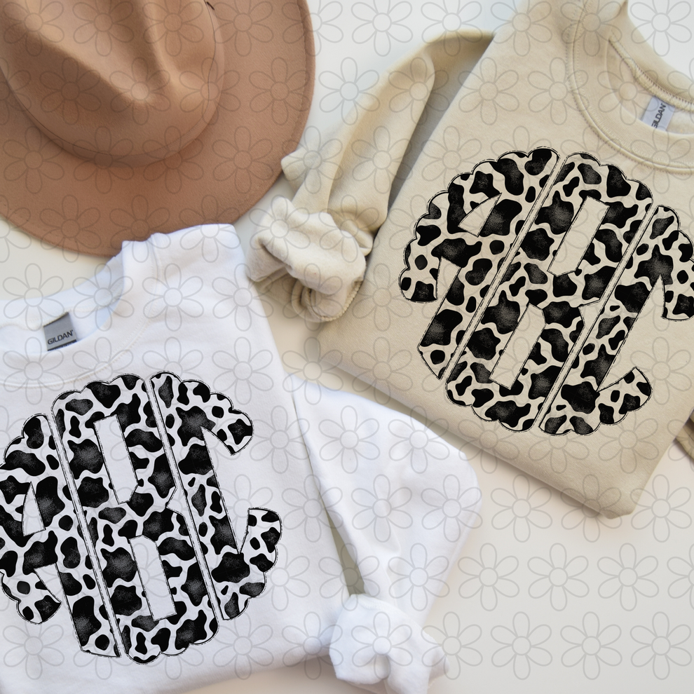 Black Cow Print Custom Monogram DTF Transfer – The Wholesale Shack