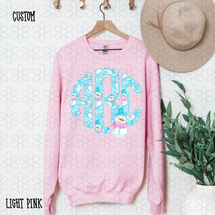 Blue Pink Snowman Custom Monogram DTF Transfer – The Wholesale Shack