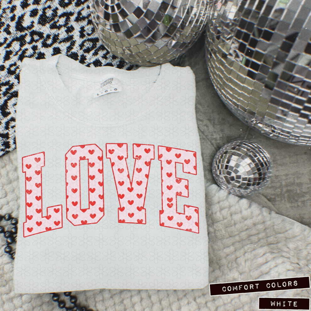 Varsity Love Red Hearts DTF Transfer – The Wholesale Shack